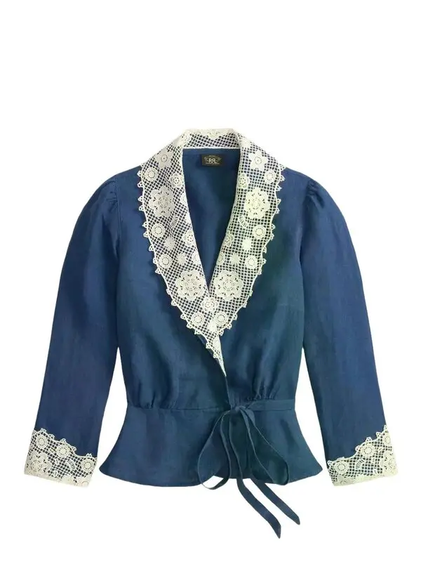 Ralph Lauren Lace-trim Wrap Blouse - Blue