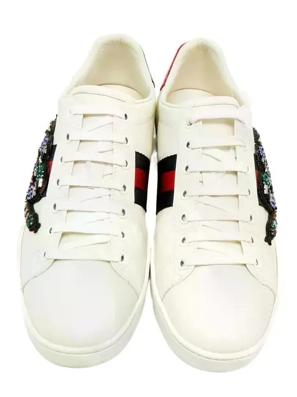 Gucci Web Accent Crystal-embellished Sneakers - White