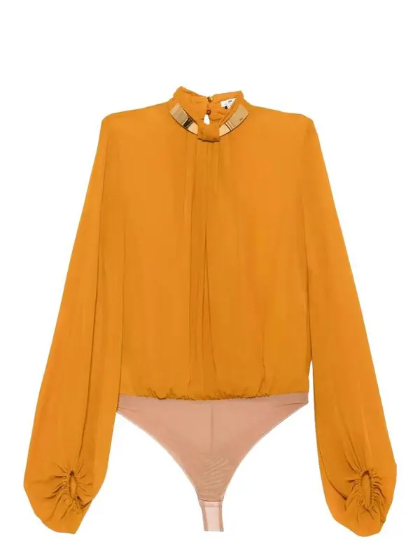 Elisabetta Franchi Tone Hardware High Neck Blouse - Orange