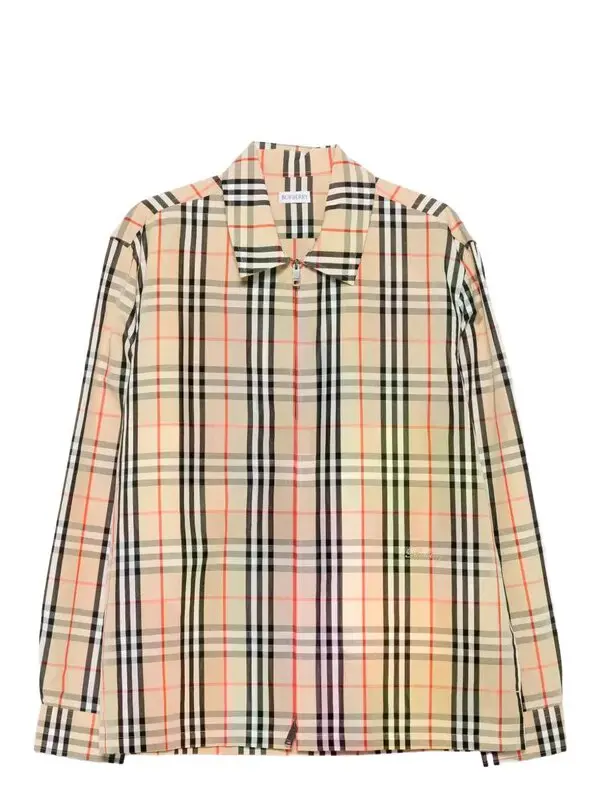 Burberry Check-pattern Zip-fastening Overshirt - Neutrals