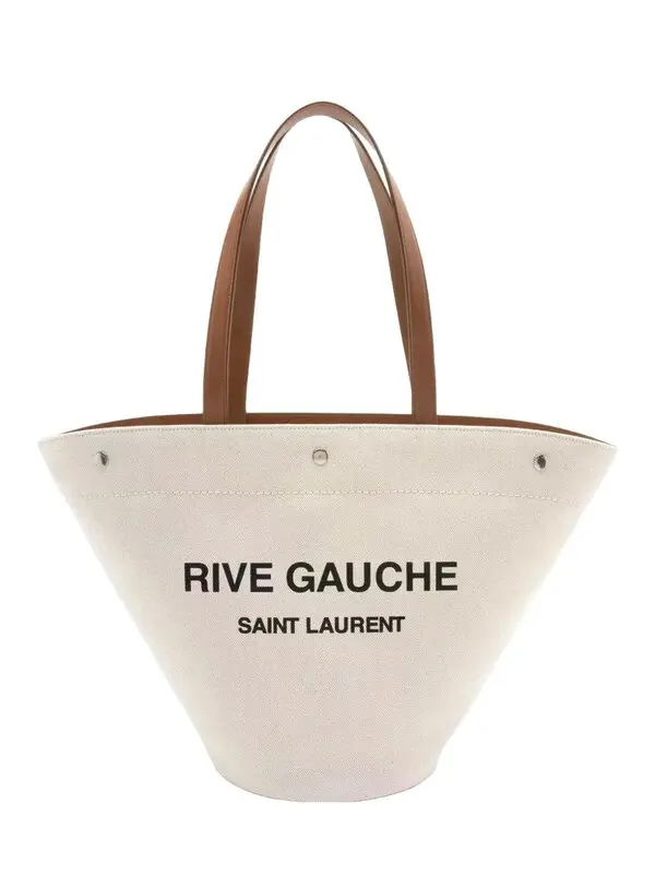 Saint Laurent Rive Gauche Trapezoid Tote Bag - Neutrals