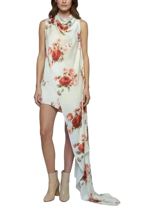 Magda Butrym Floral-print Draped Dress - Neutrals