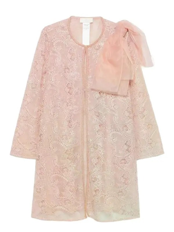 Marina Rinaldi Elfi Lace Coat With Bow Detail - Pink