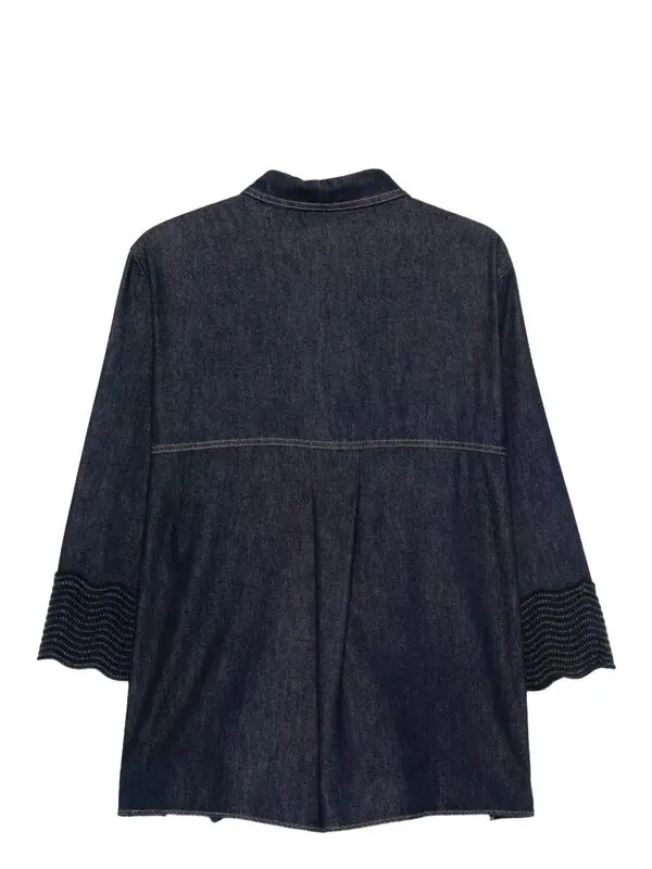 Marina Rinaldi Mrsabissi Scalloped-cuff Denim Shirt - Blue