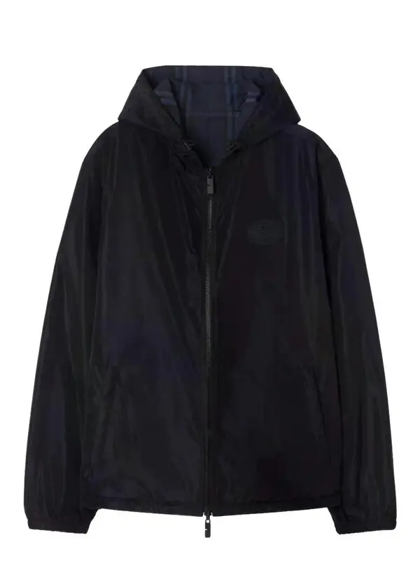 Burberry Reversible Hooded Jacket With Zip Fastening - Blue