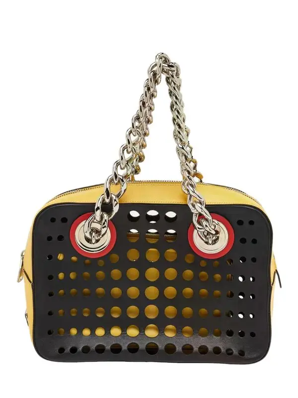 Prada Perforated Shoulder Bag - Yellow
