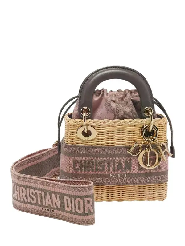 Dior 2023 Mini Lady Wicker Tote Bag - Neutrals