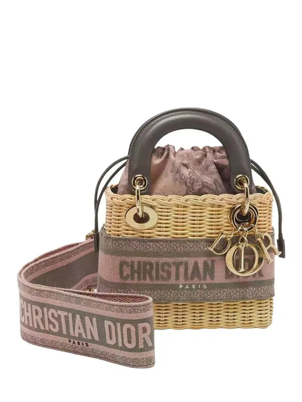 Dior 2023 Mini Lady Wicker Tote Bag - Neutrals