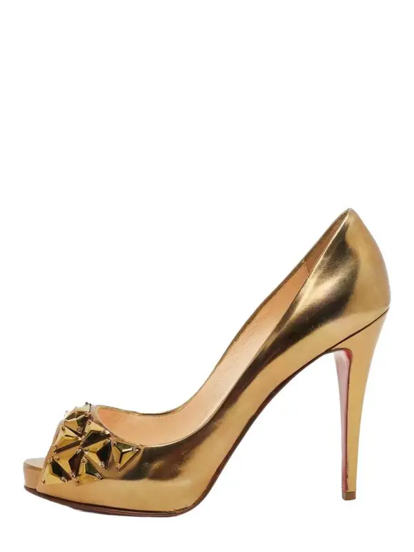CHRISTIAN LOUBOUTIN Very Privé Crystal-embellished Peep-toe Pumps - Gold