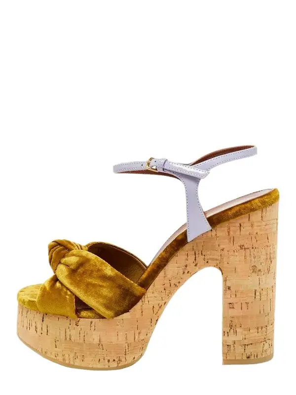 Saint Laurent Bianca Knotted Platform Sandals - Yellow