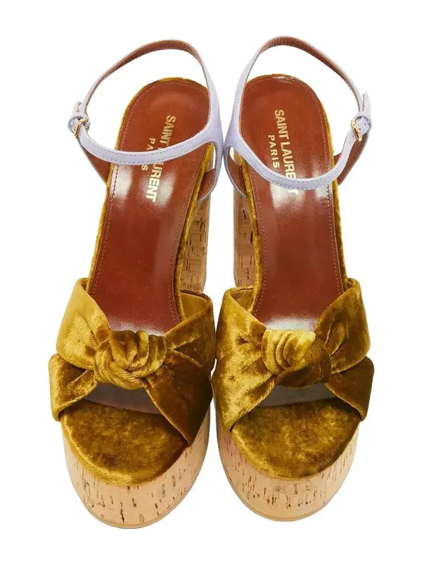Saint Laurent Bianca Knotted Platform Sandals - Yellow