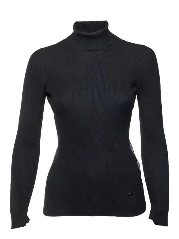 Gucci Ribbed Turtleneck Long Sleeve Sweater - Black