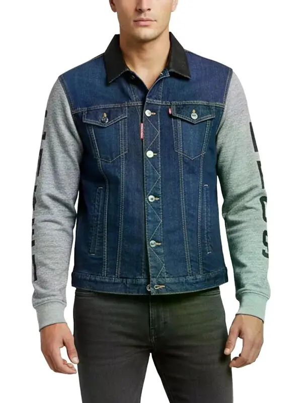 Dsquared2 Denim And Grey Panelled Jacket - Blue
