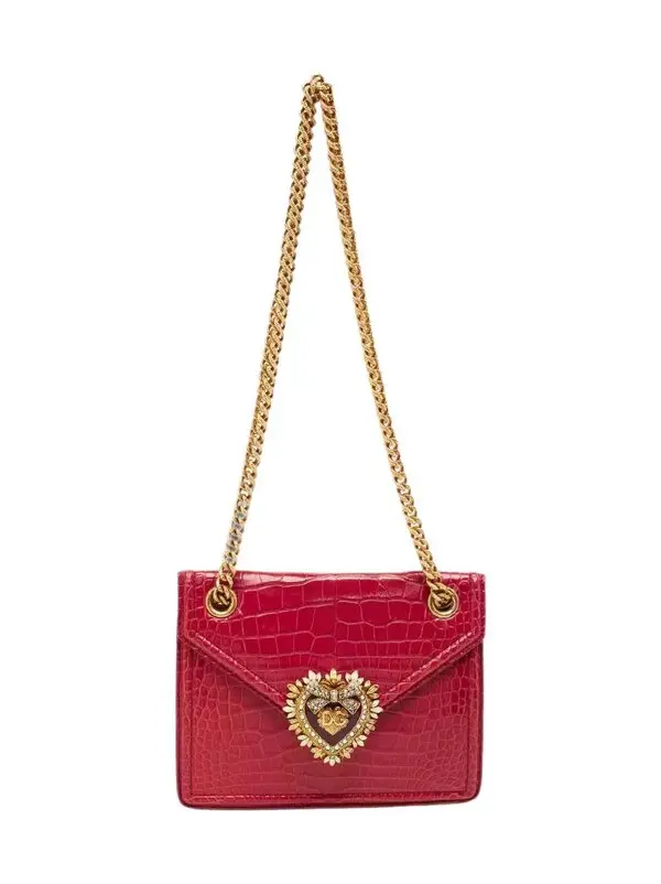 Dolce & Gabbana Devotion Crocodile-effect Shoulder Bag - Red