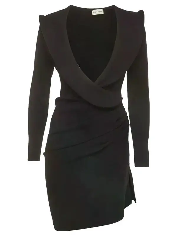 Magda Butrym Mini Ruched Wrap-effect Dress - Black