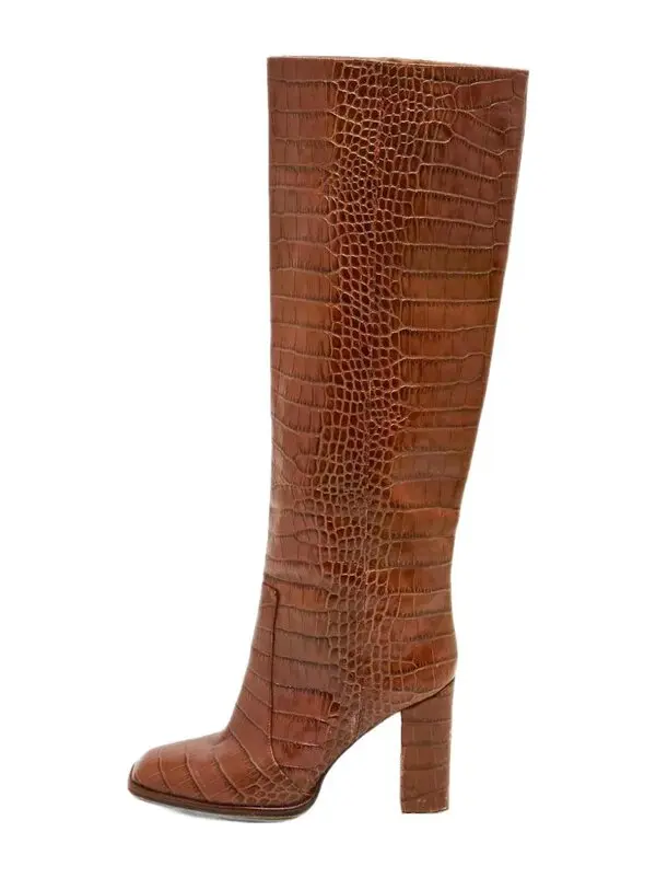 Paris Texas Croc-embossed Knee-high Boots - Brown