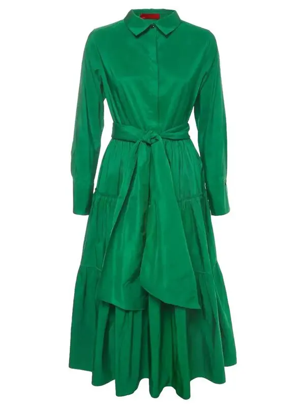 Carolina Herrera Belted Taffeta Midi Dress - Green