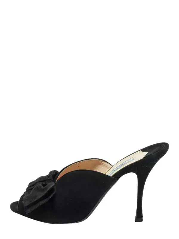 Prada Suede Bow Detail High Heel Sandals - Black