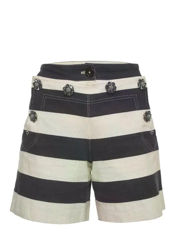 Dolce & Gabbana Striped Crystal-embellished Shorts - Blue