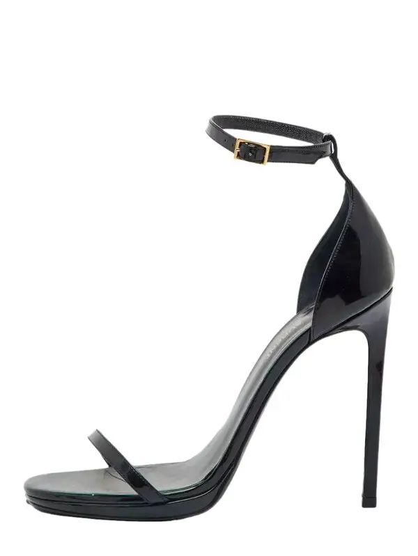 Saint Laurent Patent Leather Ankle-strap Stiletto Sandals - Black