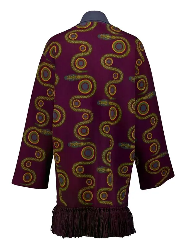 PAULA Jacquard Fringed Cardigan - Purple