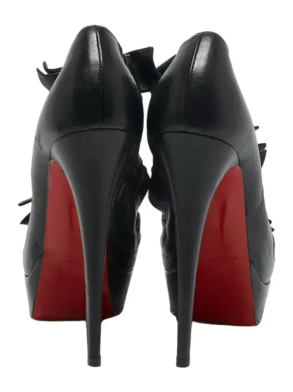 CHRISTIAN LOUBOUTIN Leather Bow Detail Platform Stiletto Pumps - Black