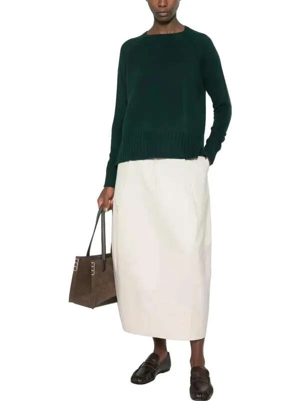 BEYOU Ribbed-trim Long-sleeve Sweater - Green