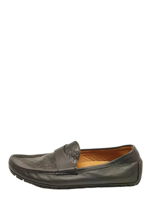 Gucci Leather Microguccissima Driver Loafers - Black