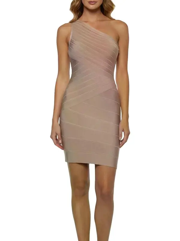 Herve Leger Asymmetrical Mini Dress - Brown