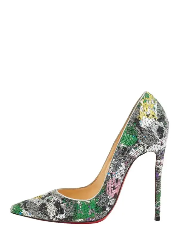 CHRISTIAN LOUBOUTIN Pigalle Follies Sequin Embellished Pumps - Silver