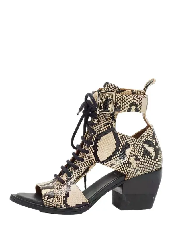 Chloé Rylee Python-effect Ankle Boots - Neutrals