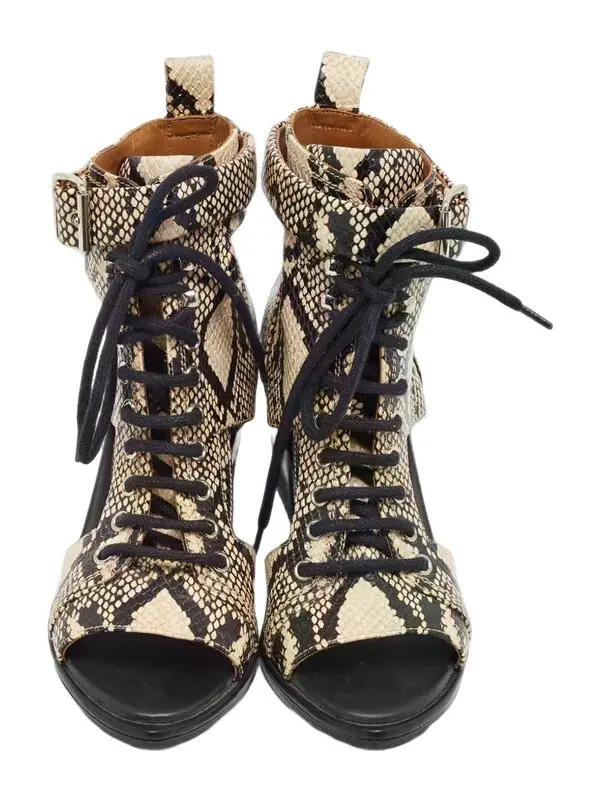 Chloé Rylee Python-effect Ankle Boots - Neutrals