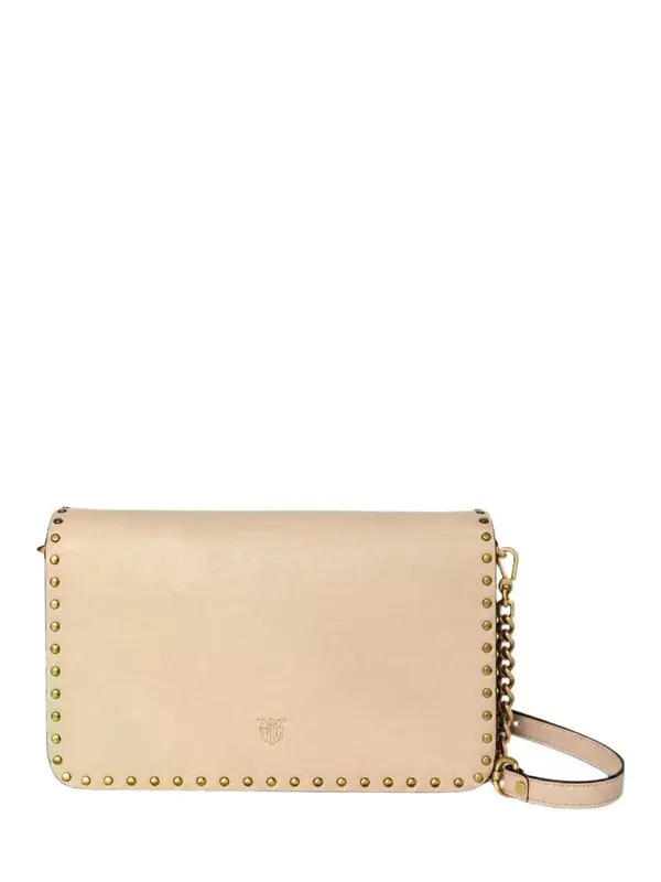 Pinko Love One Stud-embellished Crossbody Bag - Neutrals