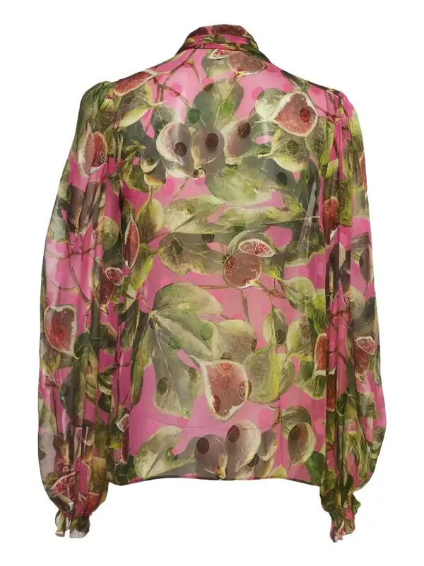 Dolce & Gabbana Printed Silk Pussy-bow Blouse - Pink