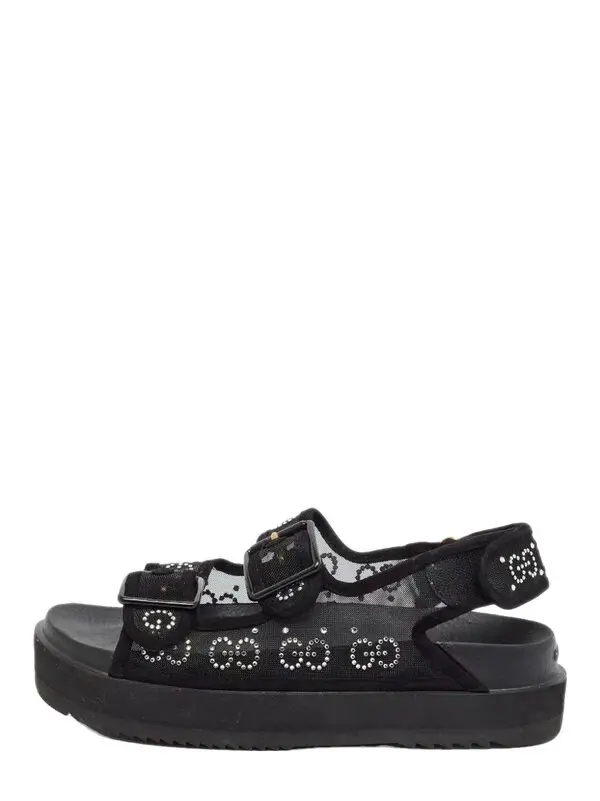 Gucci Crystal Embellished Platform Sandals - Black