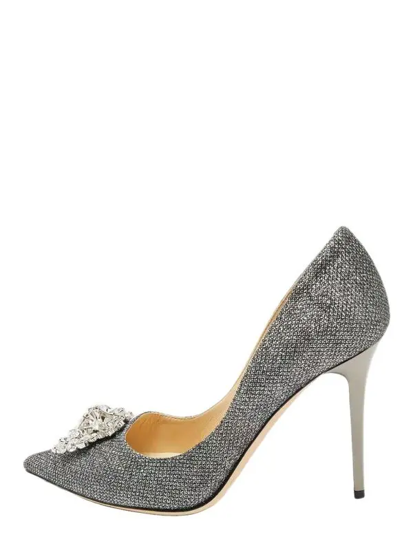 JIMMY CHOO Mamey Crystal-embellished Glitter Pumps - Grey