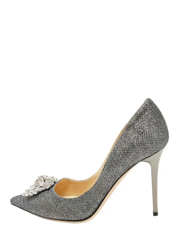 JIMMY CHOO Mamey Crystal-embellished Glitter Pumps - Grey