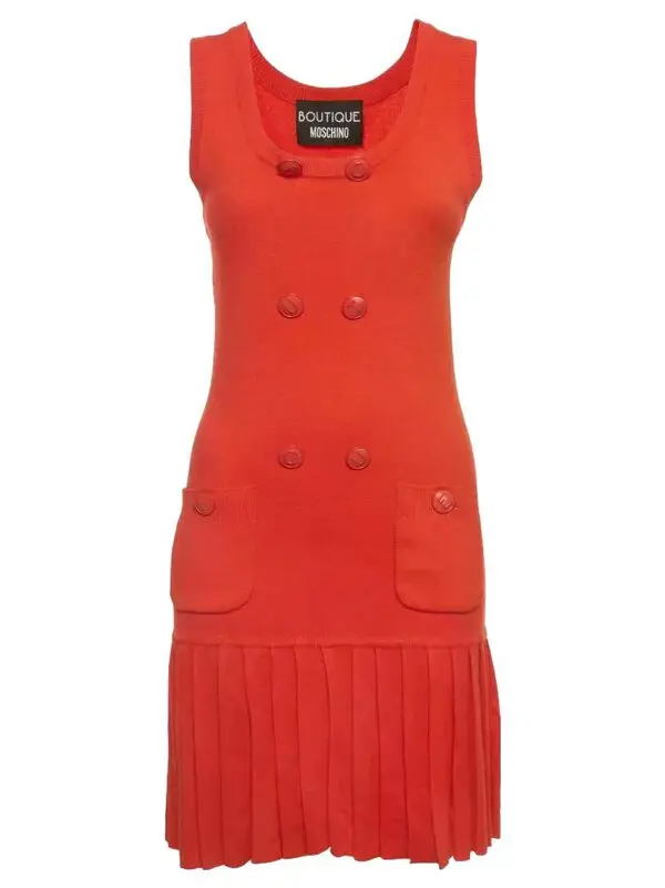 Moschino Sleeveless Pleated Skirt Mini Dress - Red