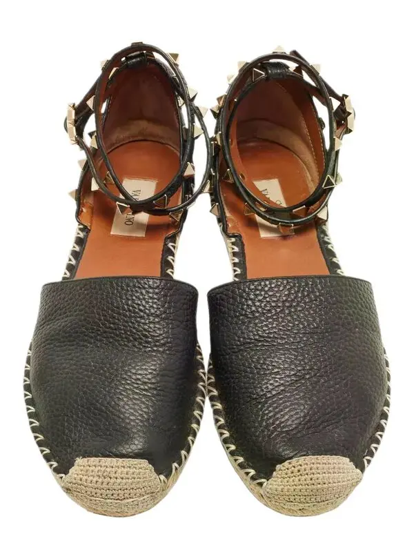 Valentino Garavani Rockstud Embellished Leather Espadrilles - Black