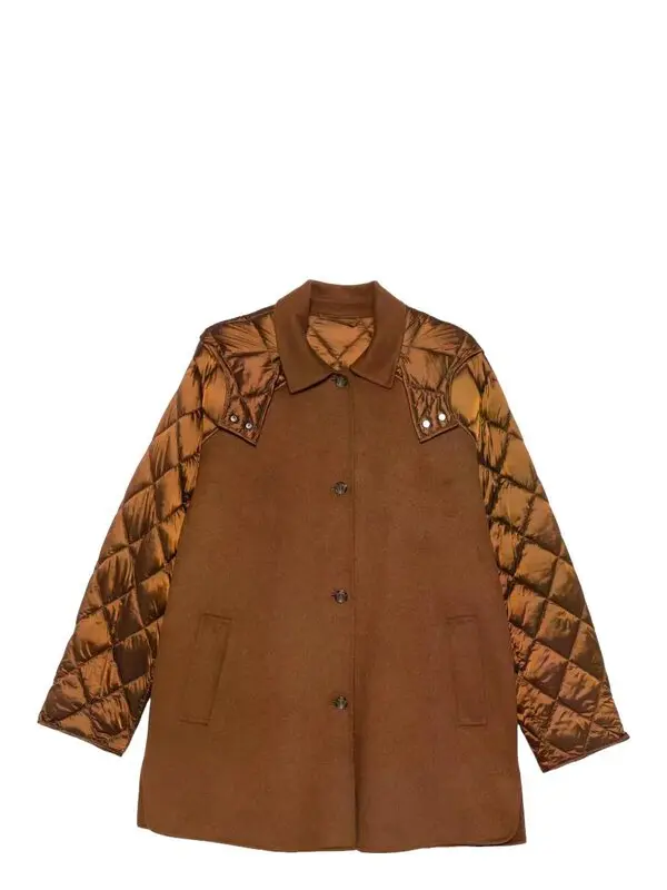 Marina Rinaldi Maesa Quilted-sleeve Hooded Coat - Brown