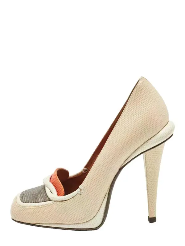 Fendi Lizard-embossed Stiletto Pumps - Neutrals