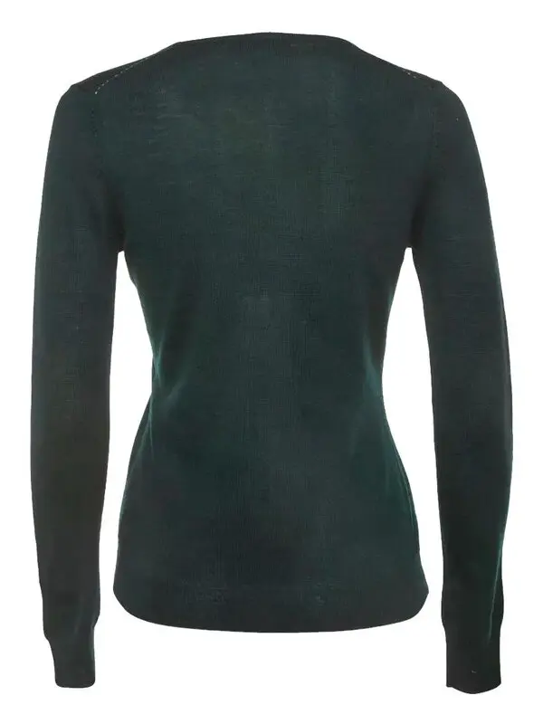 Carolina Herrera Logo Embroidered V-neck Wool Sweater - Green
