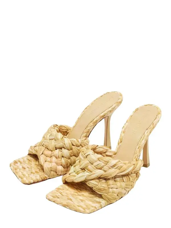 Bottega Veneta Lido Raffia Sandals - Neutrals