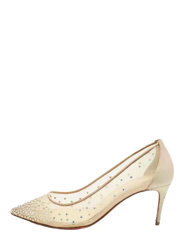CHRISTIAN LOUBOUTIN Follies Strass Crystal-embellished Pumps - Neutrals
