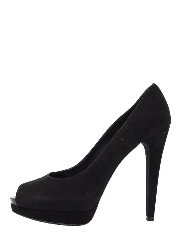STUART WEITZMAN Suede Peep-toe Platform Stiletto Pumps - Black