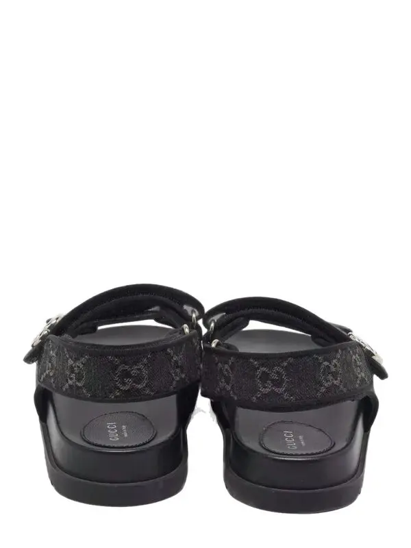 Gucci Gg Monogram Flat Sandals With Touch-strap Fastening And Slingback Strap - Black