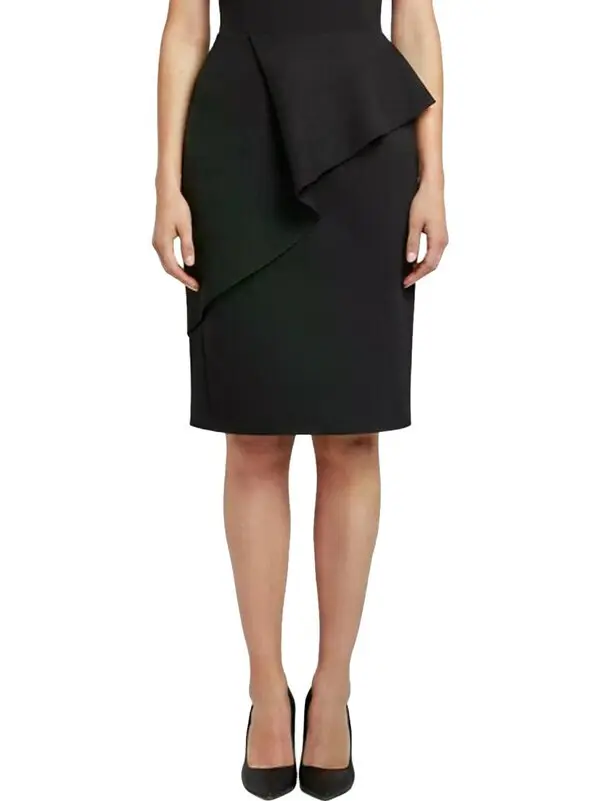 LANVIN Draped Zip-up Straight Mid-length Skirt - Black
