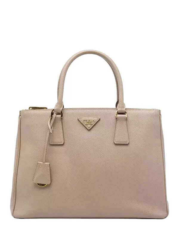 Prada Saffiano Lux Galleria Double Zip Satchel - Neutrals