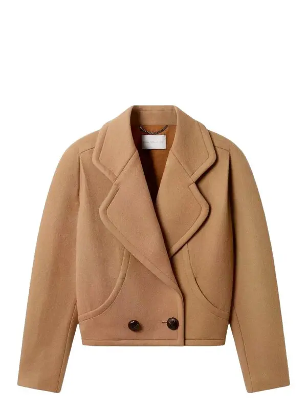 Stella McCartney Double-breasted Cropped Coat - Neutrals