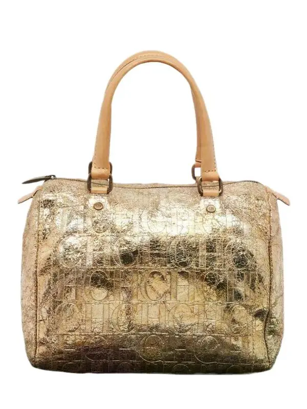 Carolina Herrera Andy Boston Monogram-embossed Handbag - Gold